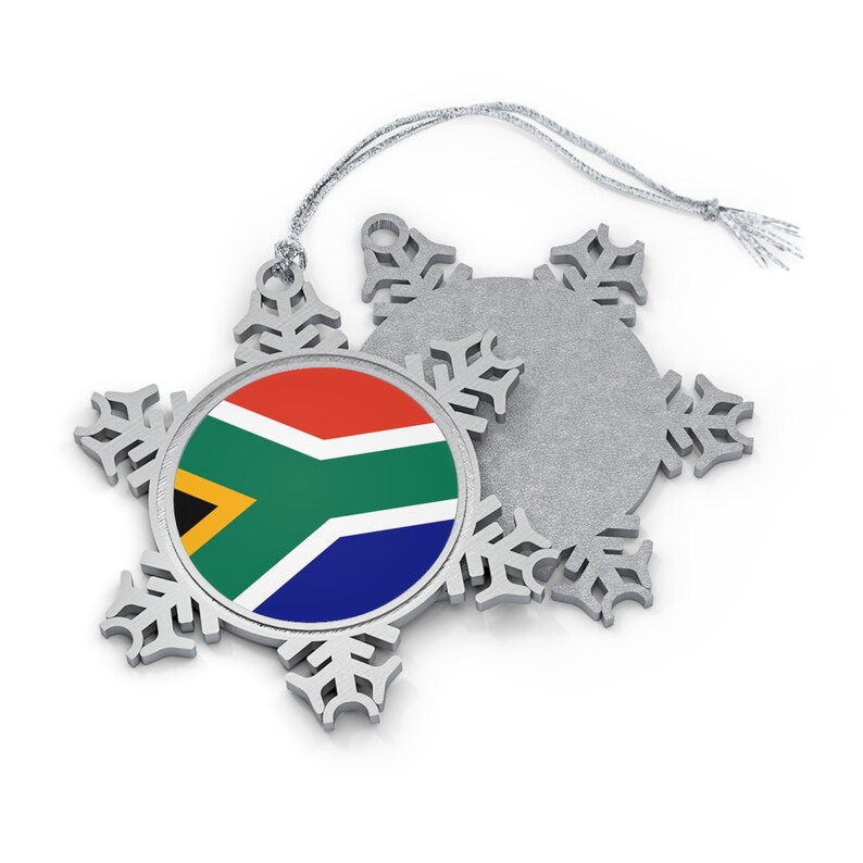 South African Flag Christmas Pewter Snowflake Ornament - Etsy