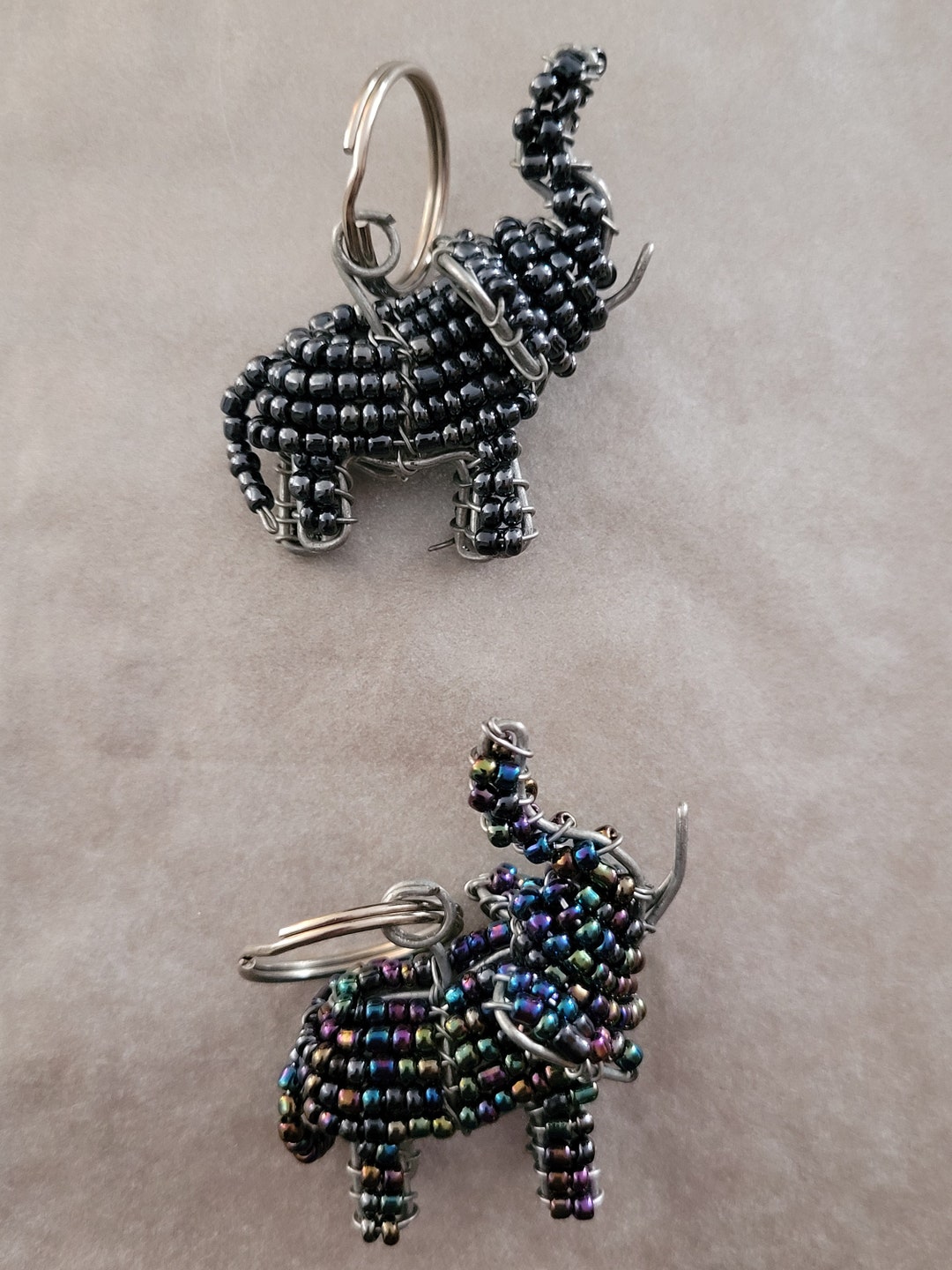 HANDMADE South African Beaded 3D Elephant Keychains Elephant - Etsy