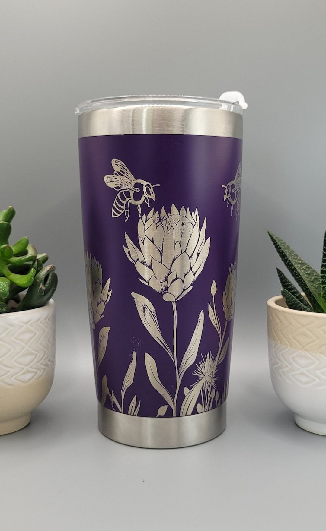 Protea Floral Gift Laser Engraved 20oz Double Wall Insulated Tumbler ...