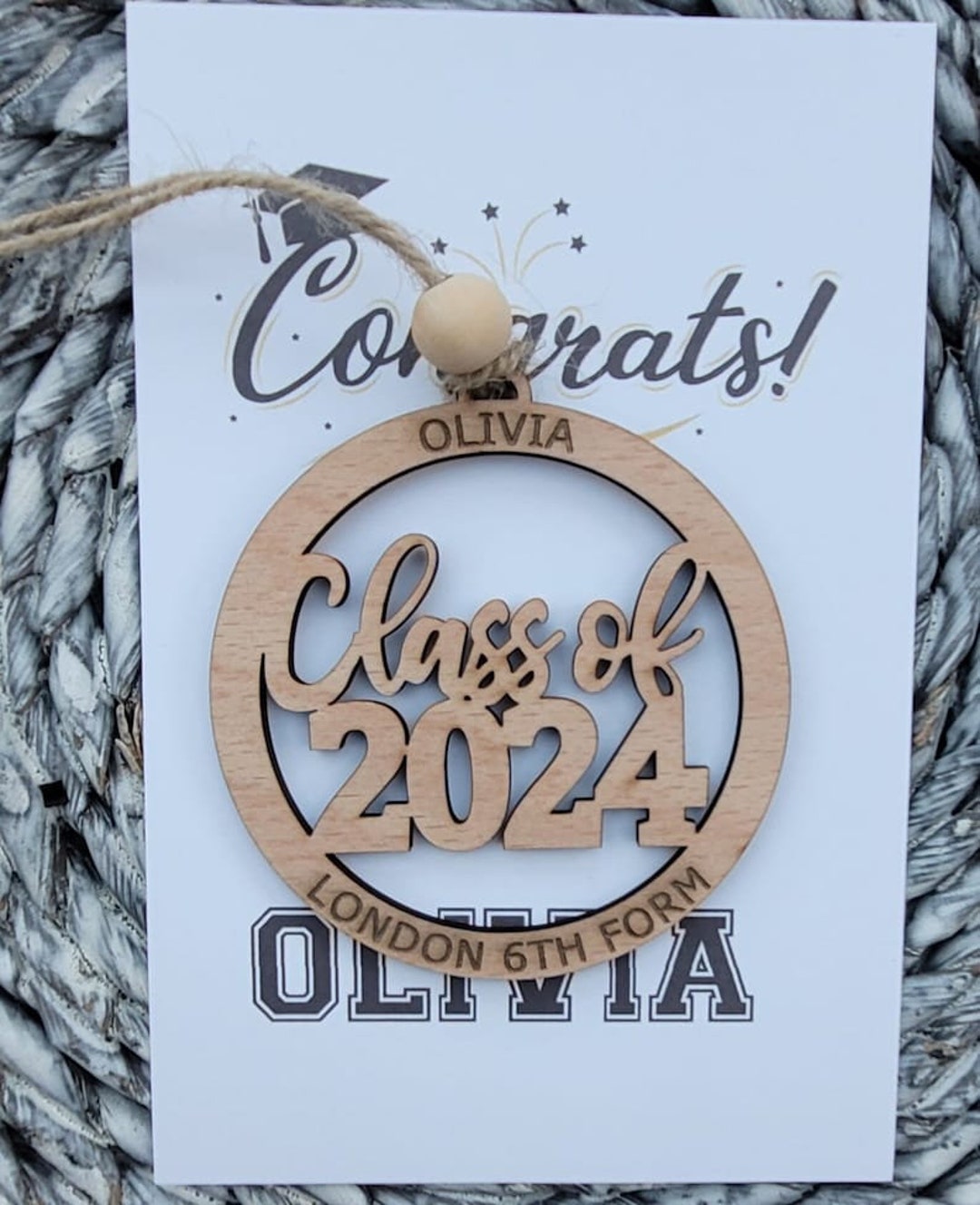 Personalised Wooden Class of 2024 Graduation Ornament or Car Charm Gift ...