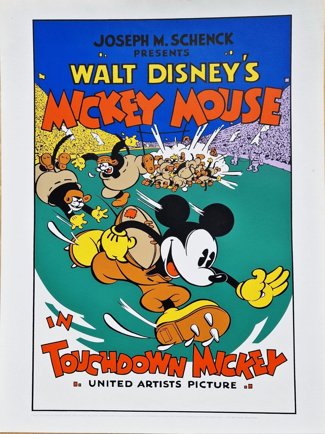 Walt Disney / Circle Fine Art Touchdown Mickey años 70-80 - Etsy México