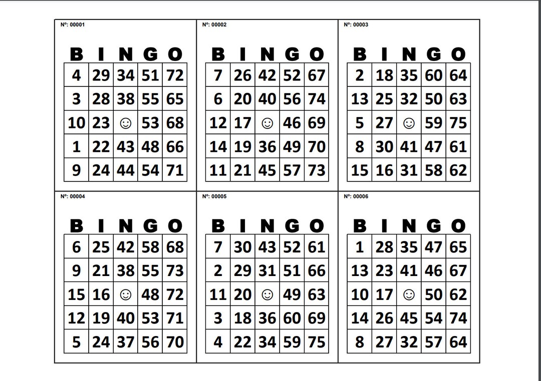 1200 Bingo Cards, Pdf Download, 6 per Page, - Etsy