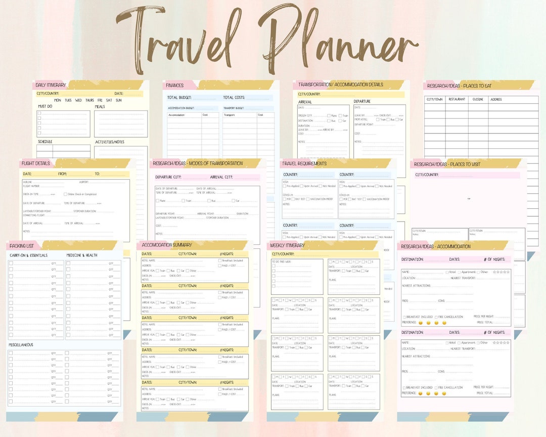 Travel Planner Template, Travel Organiser, Vacation Planner, Holiday ...