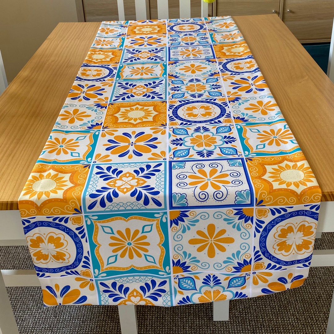 Talavera Tile Runner Talavera Table Runner Kitchen Linen Multicolored ...