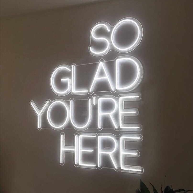 So Glad You're Here Neon Sign Wedding Backdrop Wall - Etsy