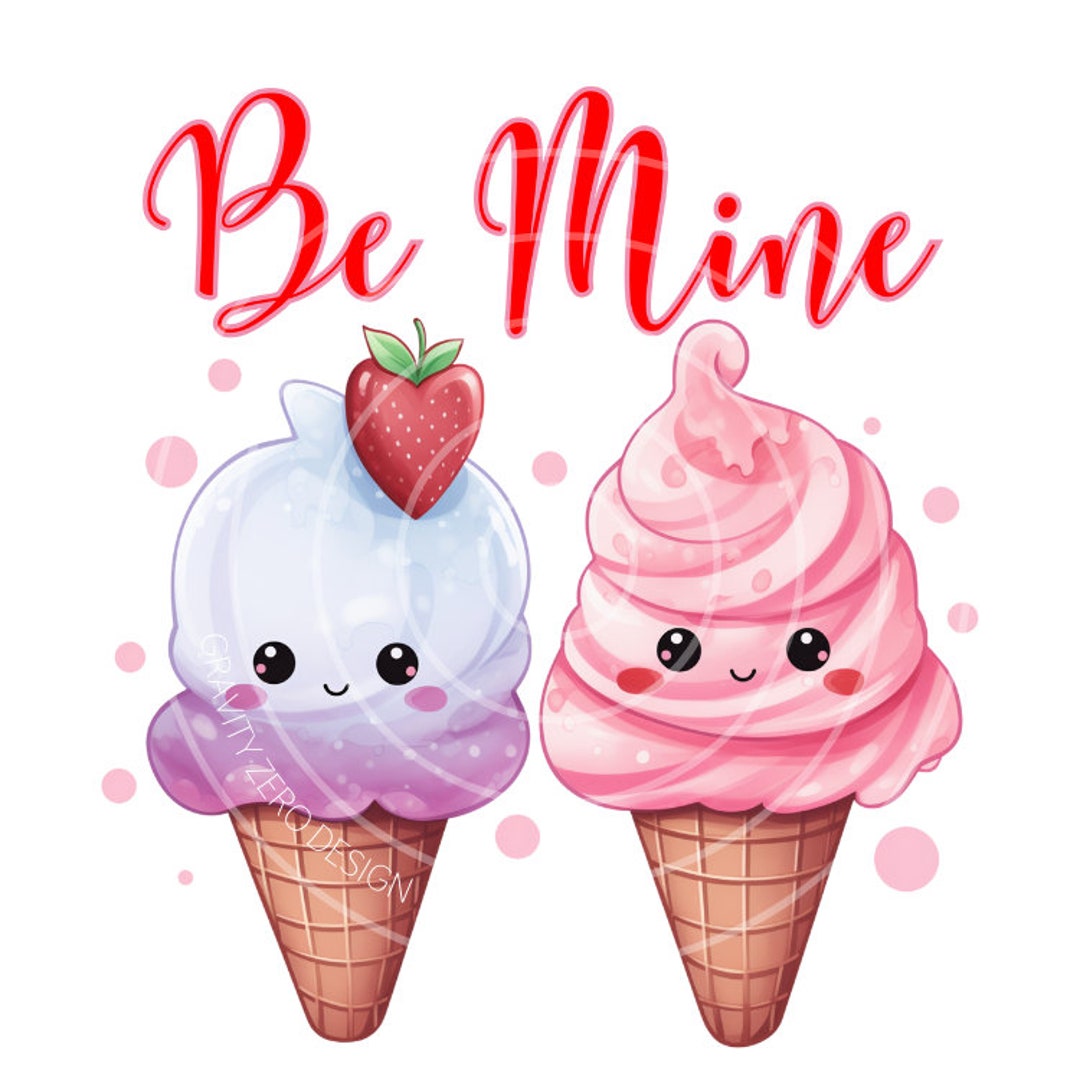 Sweeten Your Valentine's Day With Our Delightful Ice Cream Couple Printable PNG Instant Download ...