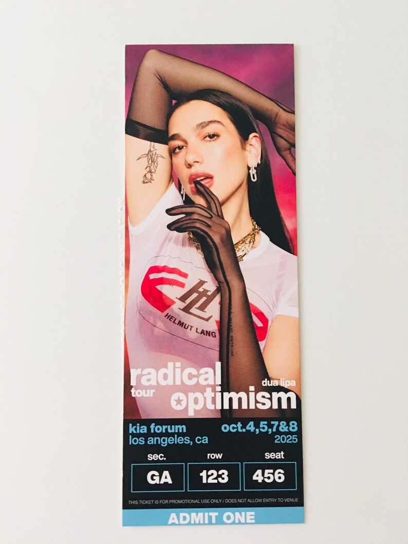 Dua Lipa Official Radical Optimism Tour Kia Forum Ticket Souvenir! Los ...