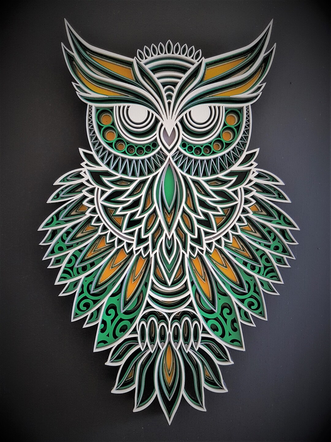 Owl Multilayer Multicolour Mandala Art 3D Wall Art Home - Etsy