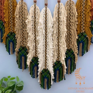 Handmade Macrame Peacock Feather Wall Hanging, Unique Macrame Wall Art ...