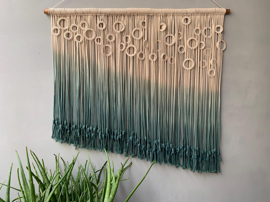 Macrame Sun on the Sea Wall Art Painting, Japandi Yarn Wall Hanging ...