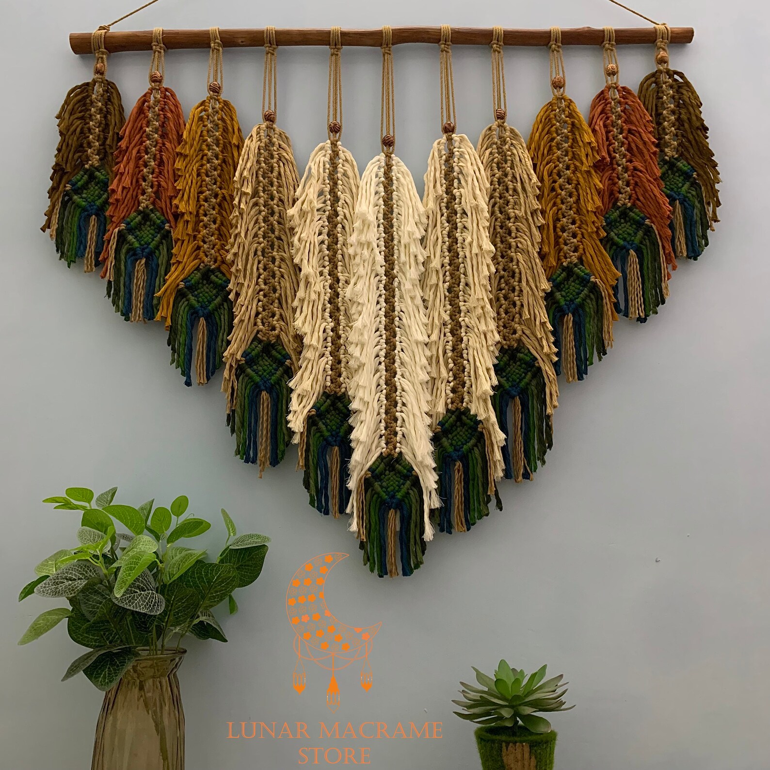 Handmade Macrame Peacock Feather Wall Hanging Unique Macrame - Etsy