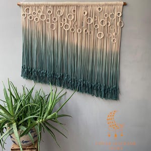 Macrame Sun on the Sea Wall Art Painting, Japandi Yarn Wall Hanging ...