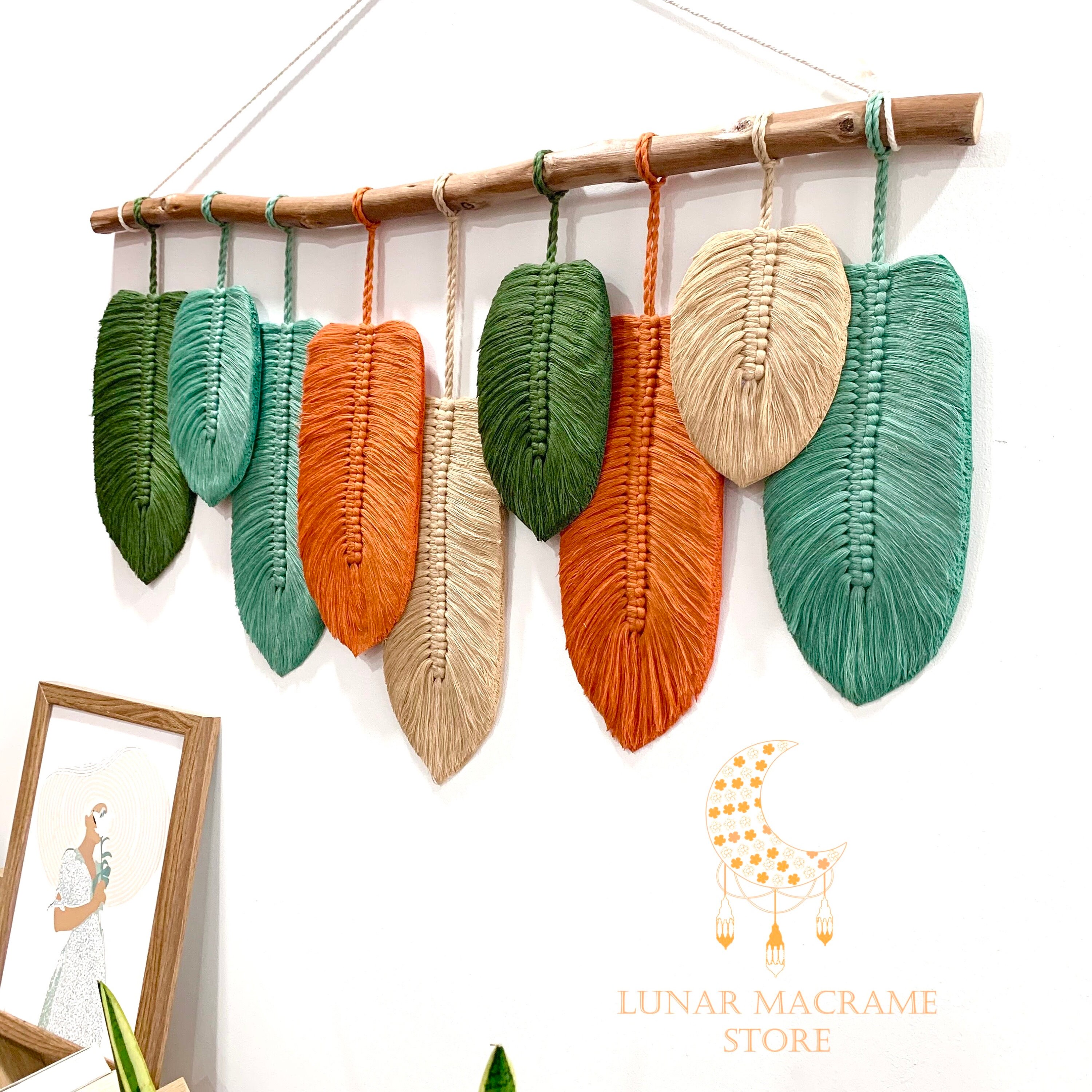 Large Color Macrame Leaves Wall Hanging, Colorful Wall Decoration ...