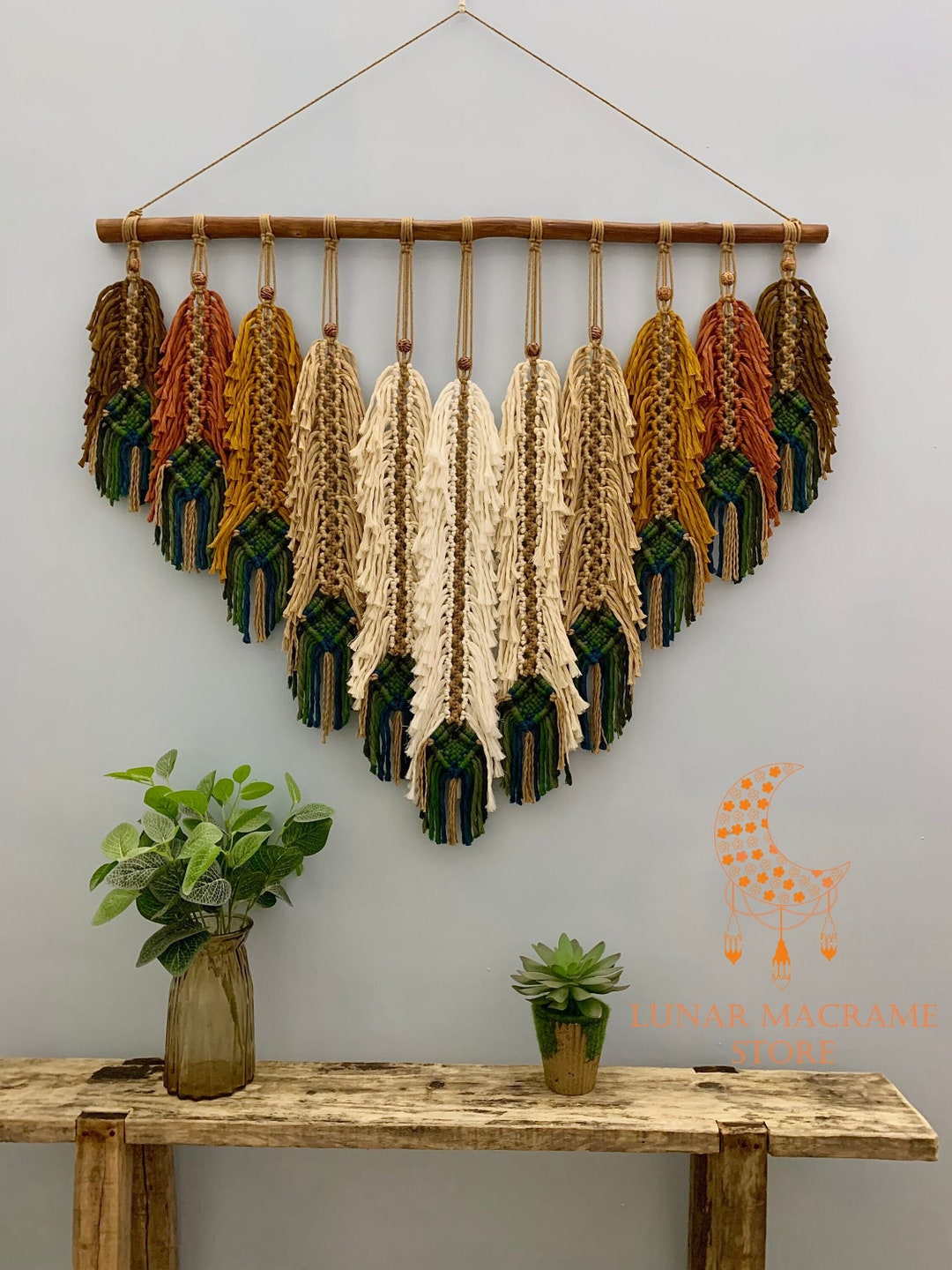 Handmade Macrame Peacock Feather Wall Hanging, Unique Macrame Wall Art ...