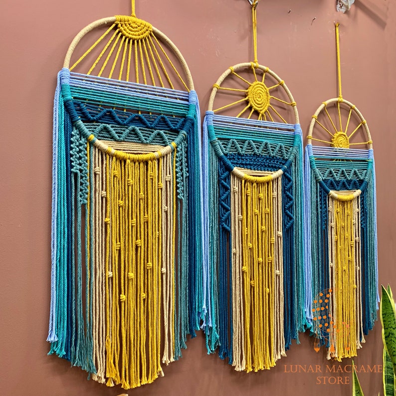Dreamcatcher Macrame Sunrise/sunset Over the Ocean, Macrame Sunset Wall ...