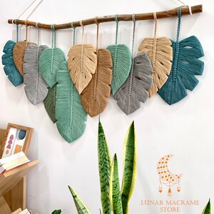 Monstera Macrame Leaves Wall Decor, Boho Leaves Macrame Headboard ...