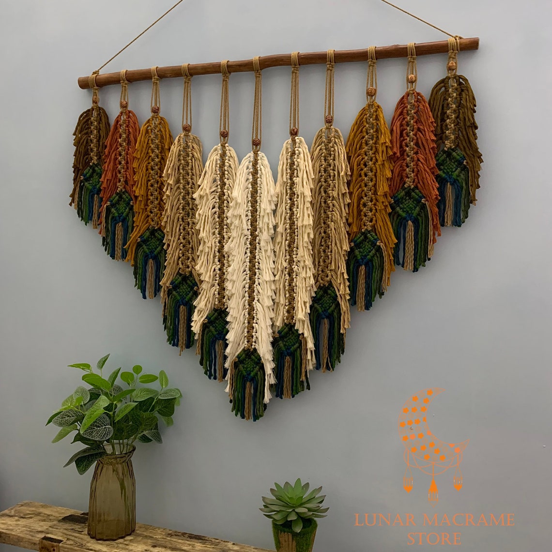 Handmade Macrame Peacock Feather Wall Hanging Unique Macrame - Etsy