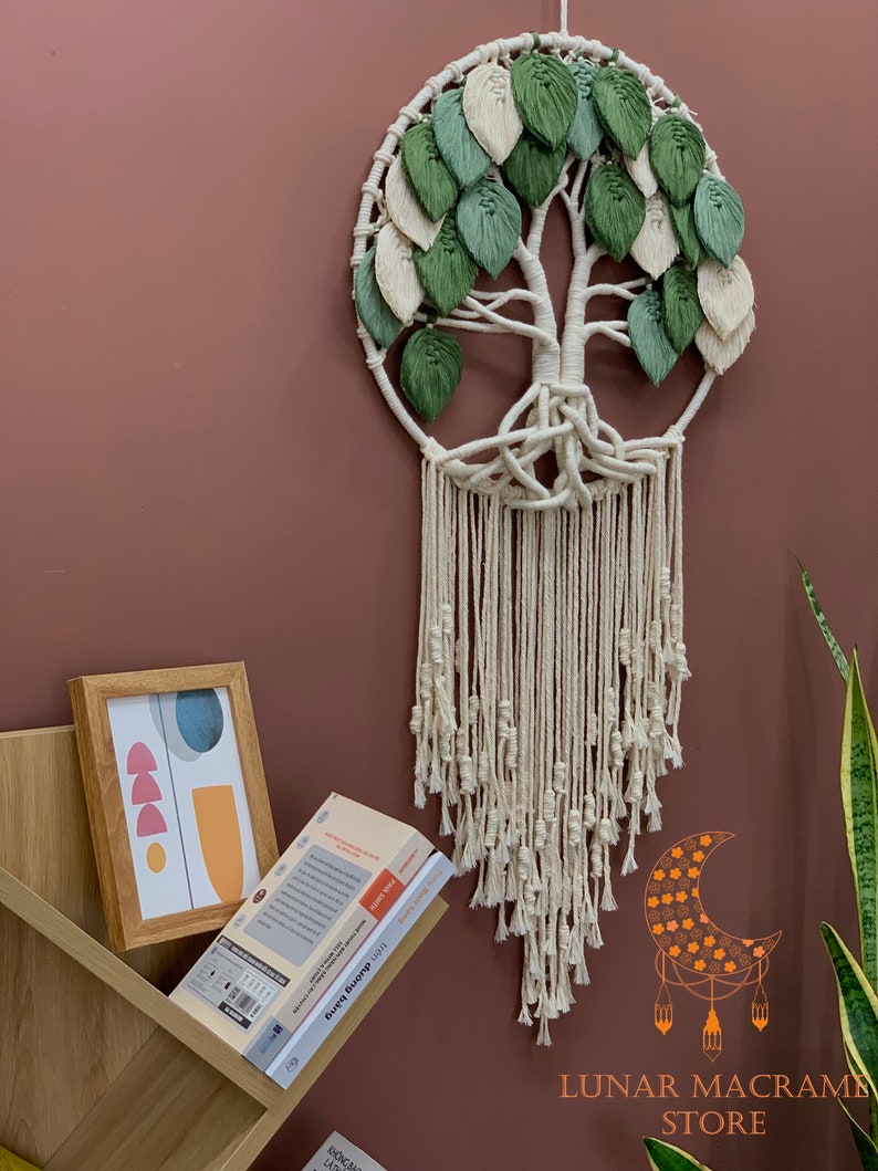 Handmade Macrame Tree of Life Dreamcatcher Wall Hanging, Boho Macrame ...