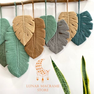 Monstera Macrame Leaves Wall Decor, Boho Leaves Macrame Headboard ...