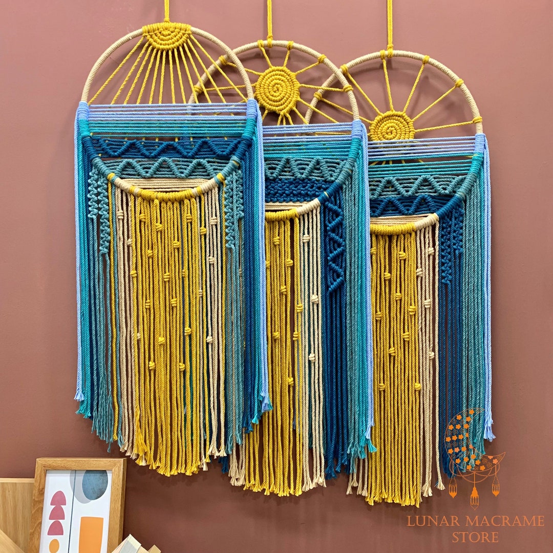 Dreamcatcher Macrame Sunrise/sunset Over the Ocean, Macrame Sunset Wall ...