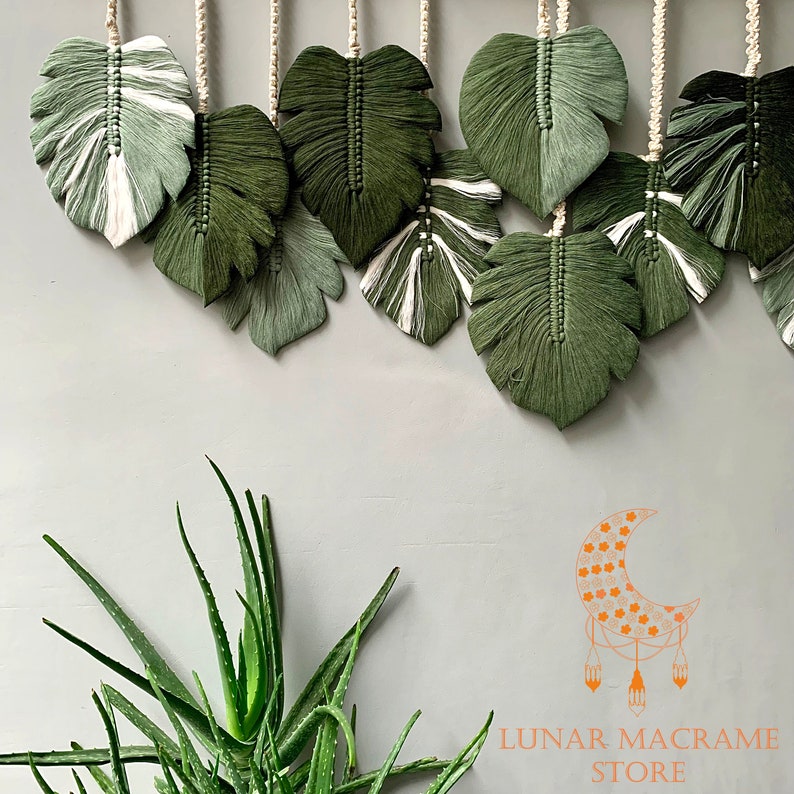 Monstera Macrame Leaf Wall Hanging, Boho Leaves Macrame Headboard, Boho ...