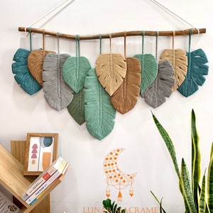 Monstera Macrame Leaves Wall Decor, Boho Leaves Macrame Headboard ...