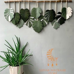 Monstera Macrame Leaf Wall Hanging, Boho Leaves Macrame Headboard, Boho ...
