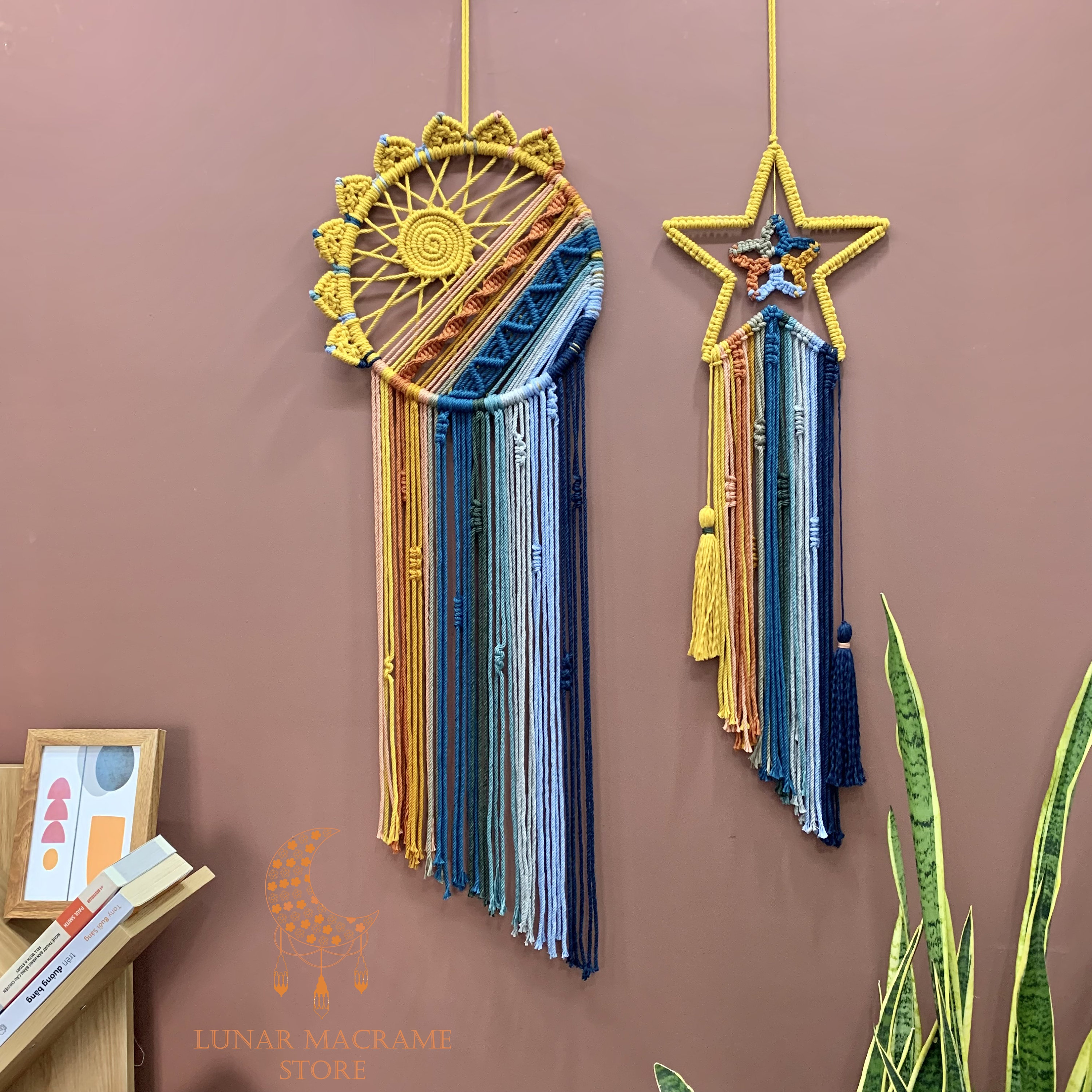 Dreamcatcher Macrame Sun, Moon, Star Wall Hanging, Art Living Room ...