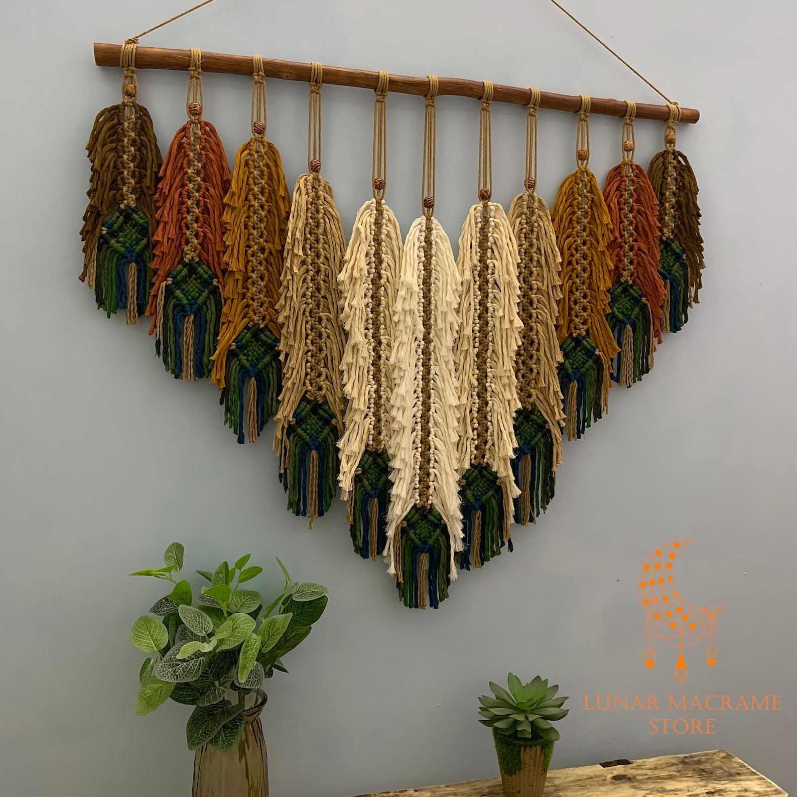 Handmade Macrame Peacock Feather Wall Hanging Unique Macrame - Etsy