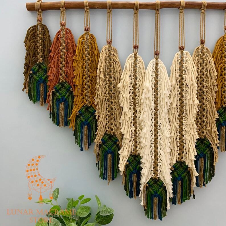 Handmade Macrame Peacock Feather Wall Hanging Unique Macrame - Etsy