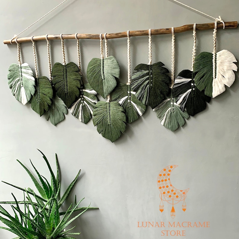 Monstera Macrame Leaf Wall Hanging, Boho Leaves Macrame Headboard, Boho ...
