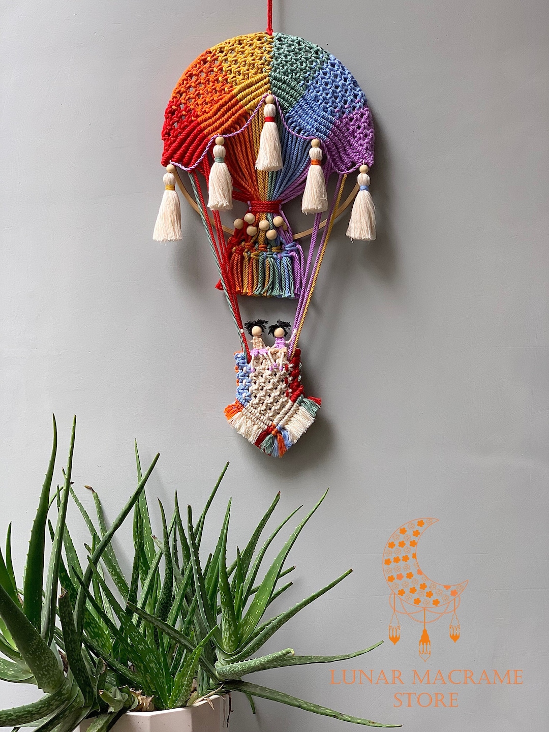 Macrame Rainbow Hot Air Balloons Wall Hanging, Macrame Wall Hanging ...