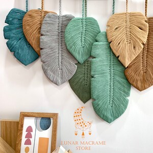 Monstera Macrame Leaves Wall Decor, Boho Leaves Macrame Headboard ...
