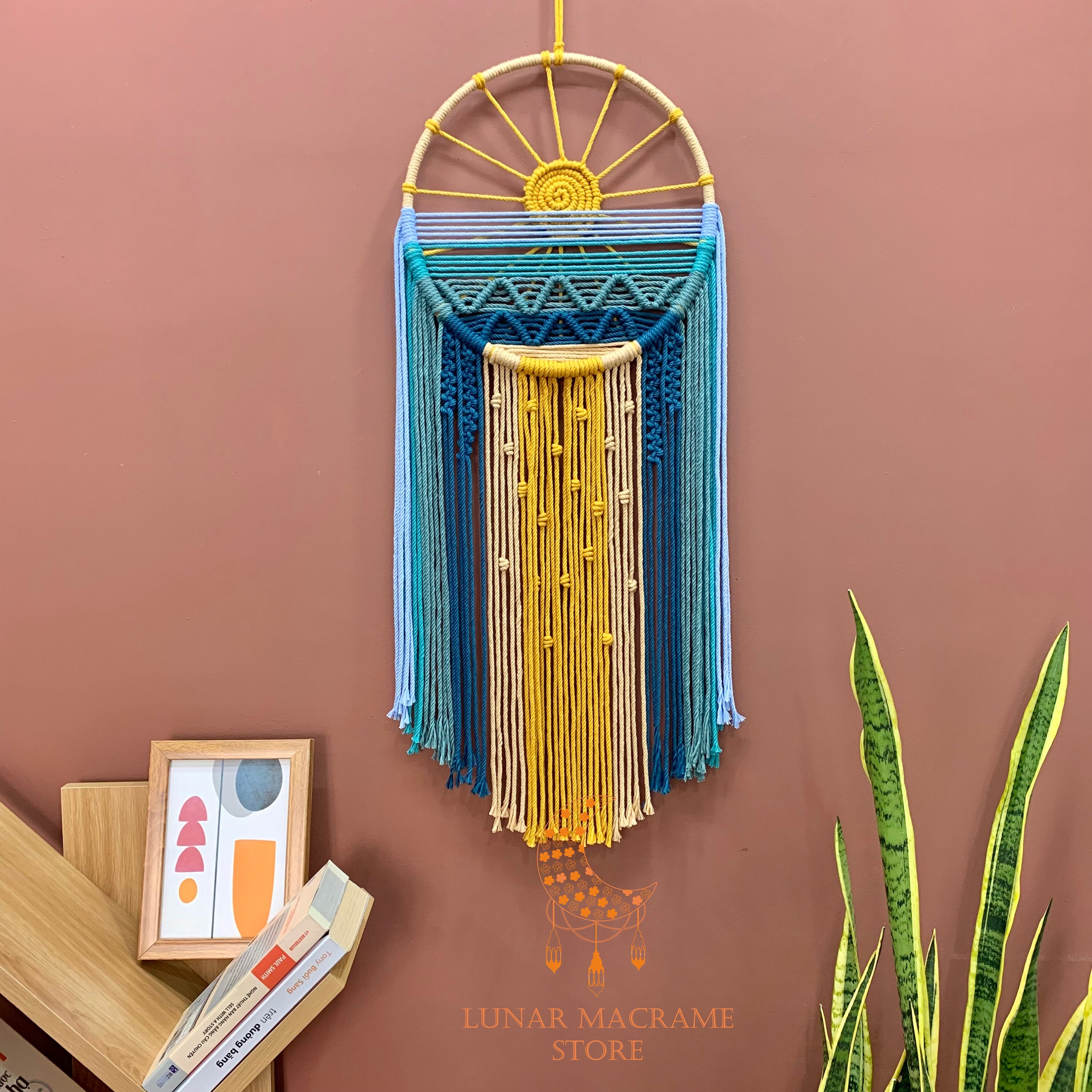 Dreamcatcher Macrame Sunrise/sunset Over the Ocean, Macrame Sunset Wall ...