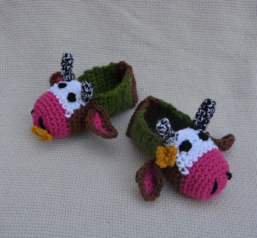 Cow Crochet Slippers Pattern, Instant Download Easy Crochet Pattern ...