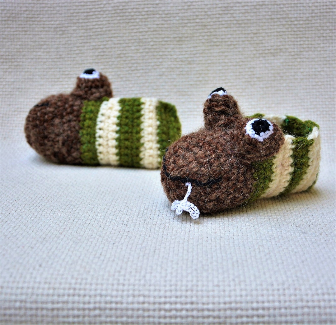 Toad Frog Crochet Slippers Pattern, Baby Shoes, Crochet Frog With ...