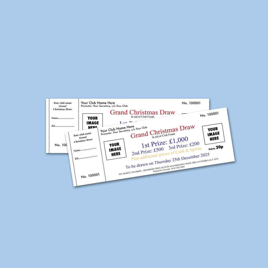 Custom Raffle Tickets Fundraising Prize Draw Full Colour With ...