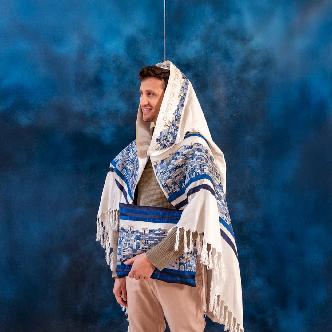 Yair Emanuel Large Tallit Prayer Shawl Set 41x75 Inch- Silk Embroidered ...