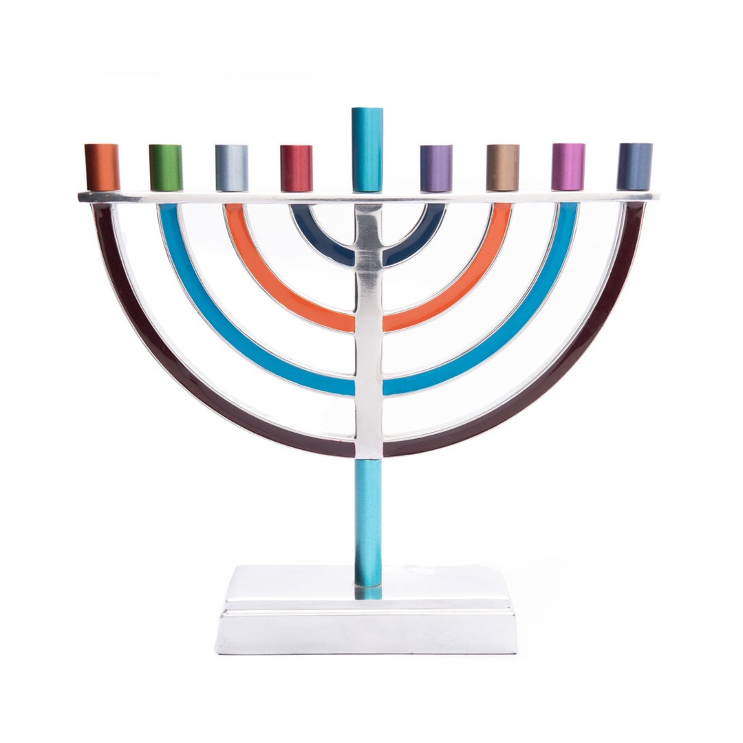 Yair Emanuel Modern Colorful Hanukkah Menorah 9 Branch - Etsy Yair Emanuel Modern Colorful Hanukkah Menorah 9 Branch - Etsy
