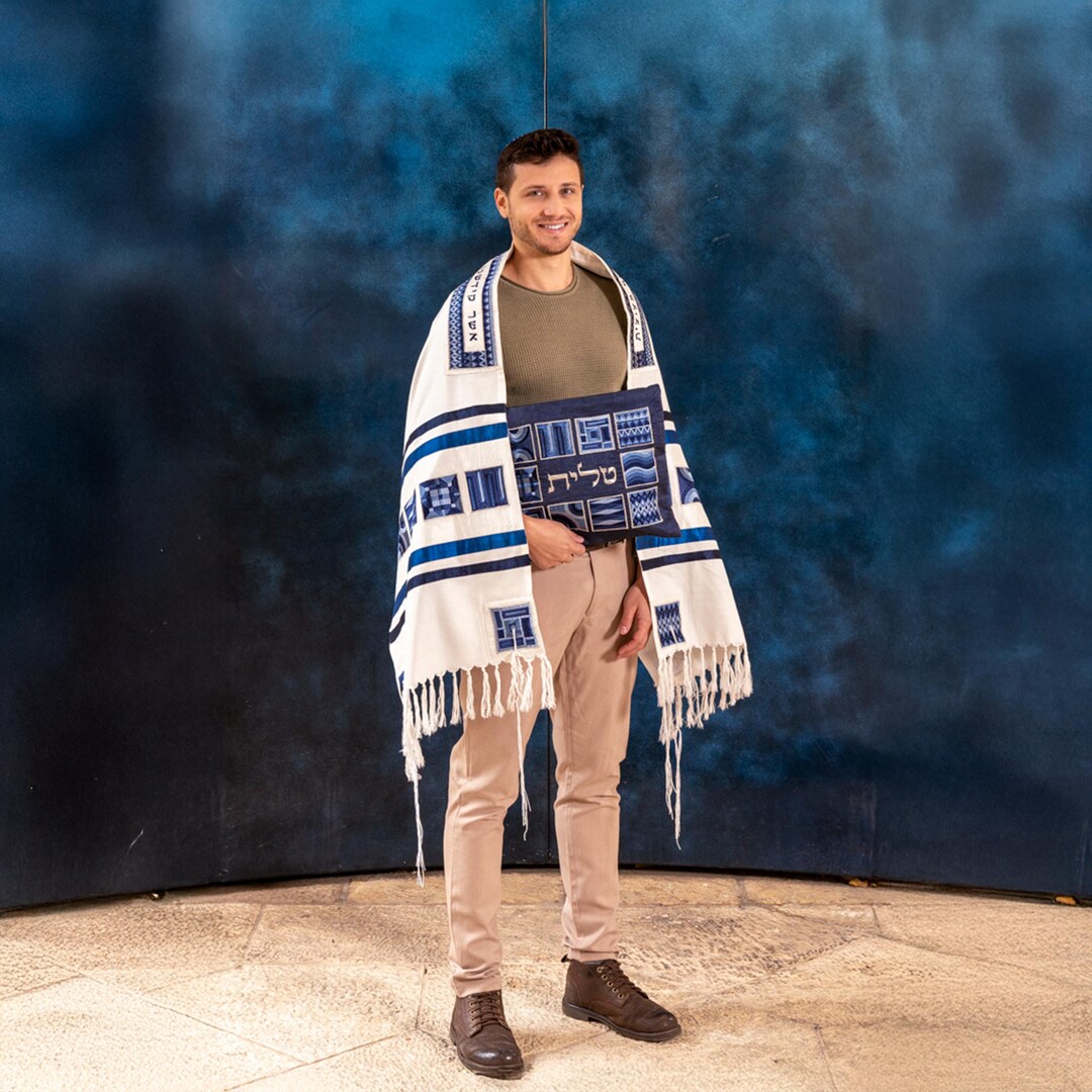 Yair Emanuel Modern Tallit Prayer Shawl Set 75x20.5 Inch - Bar Mitzvah ...
