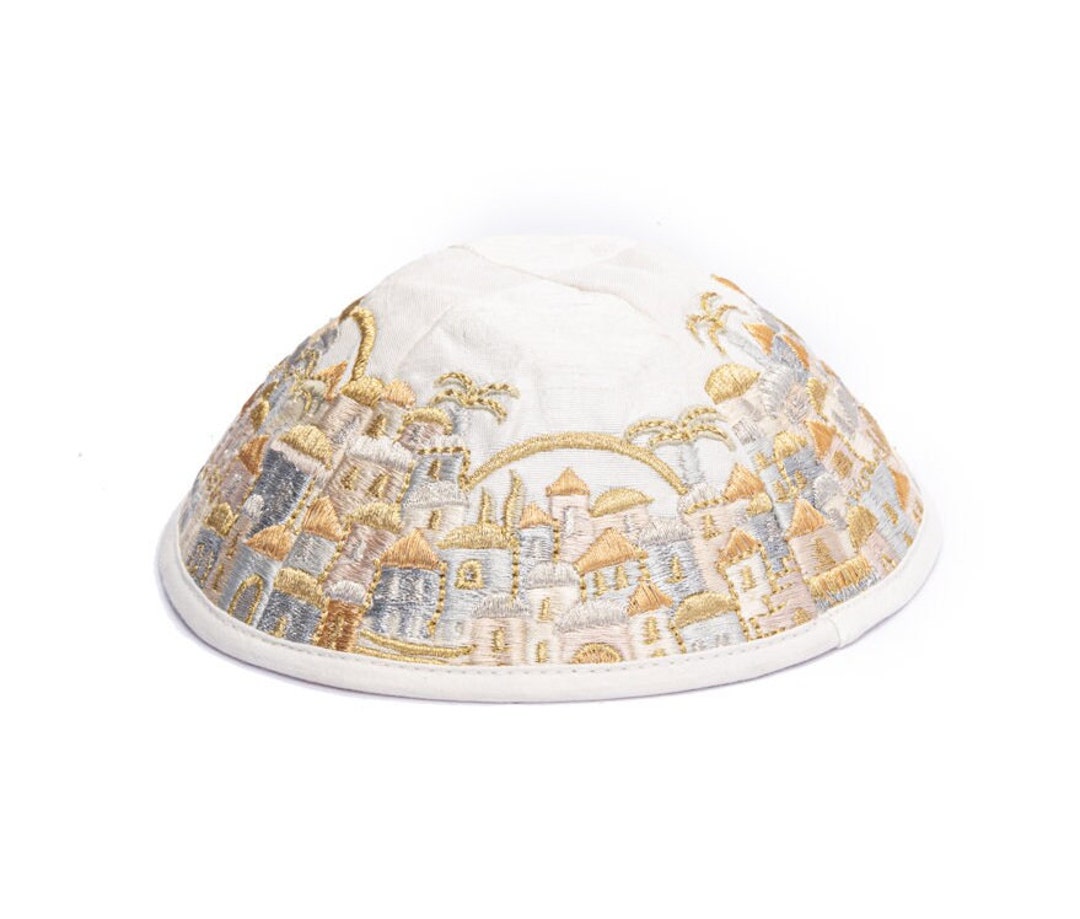 Yair Emanuel Gold Silk Embroidered Yarmulke Jewish Kippah - Etsy