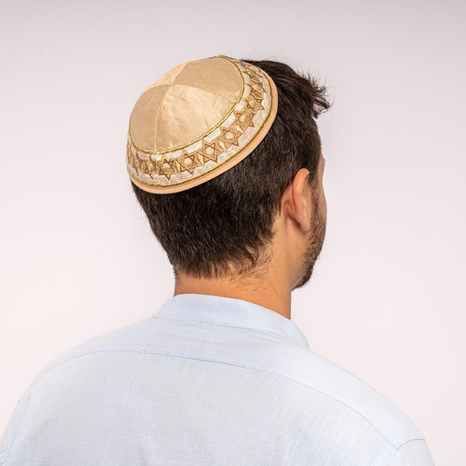 Yair Emanuel Gold Jewish Kippah for Men and Women - 7.5 Inch - Premium Silk Embroidered Yarmulke ...
