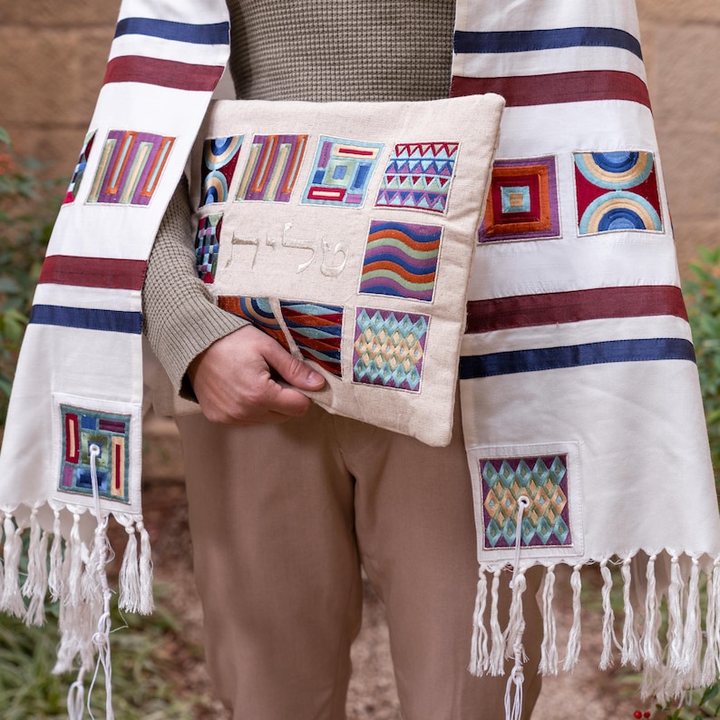 Yair Emanuel Modern Tallit Prayer Shawl Set - 75 X 20.5