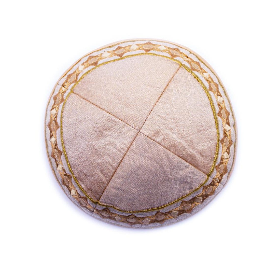 Yair Emanuel Gold Jewish Kippah for Men and Women - 7.5 Inch - Premium Silk Embroidered Yarmulke ...