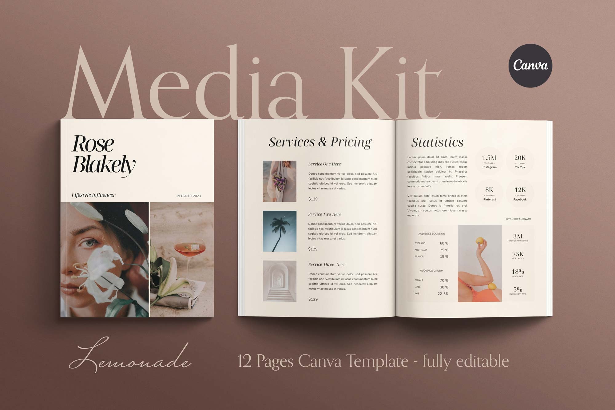 Media Kit Template for Photographers | Media Kit for Influencers ...