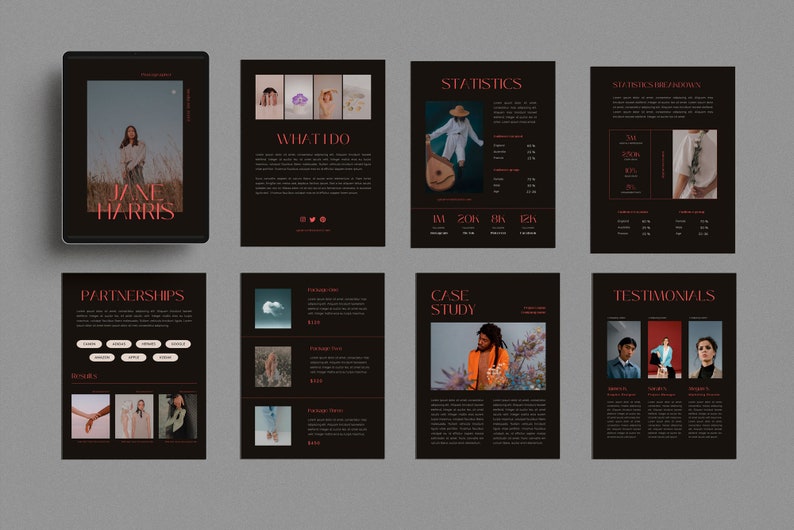 DARK MODE Media Kit Canva Template for Content Creators - Etsy