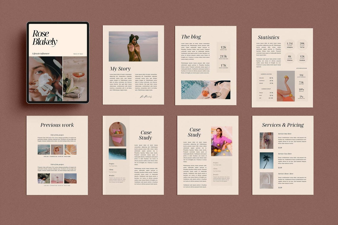 Media Kit Template for Photographers | Media Kit for Influencers ...