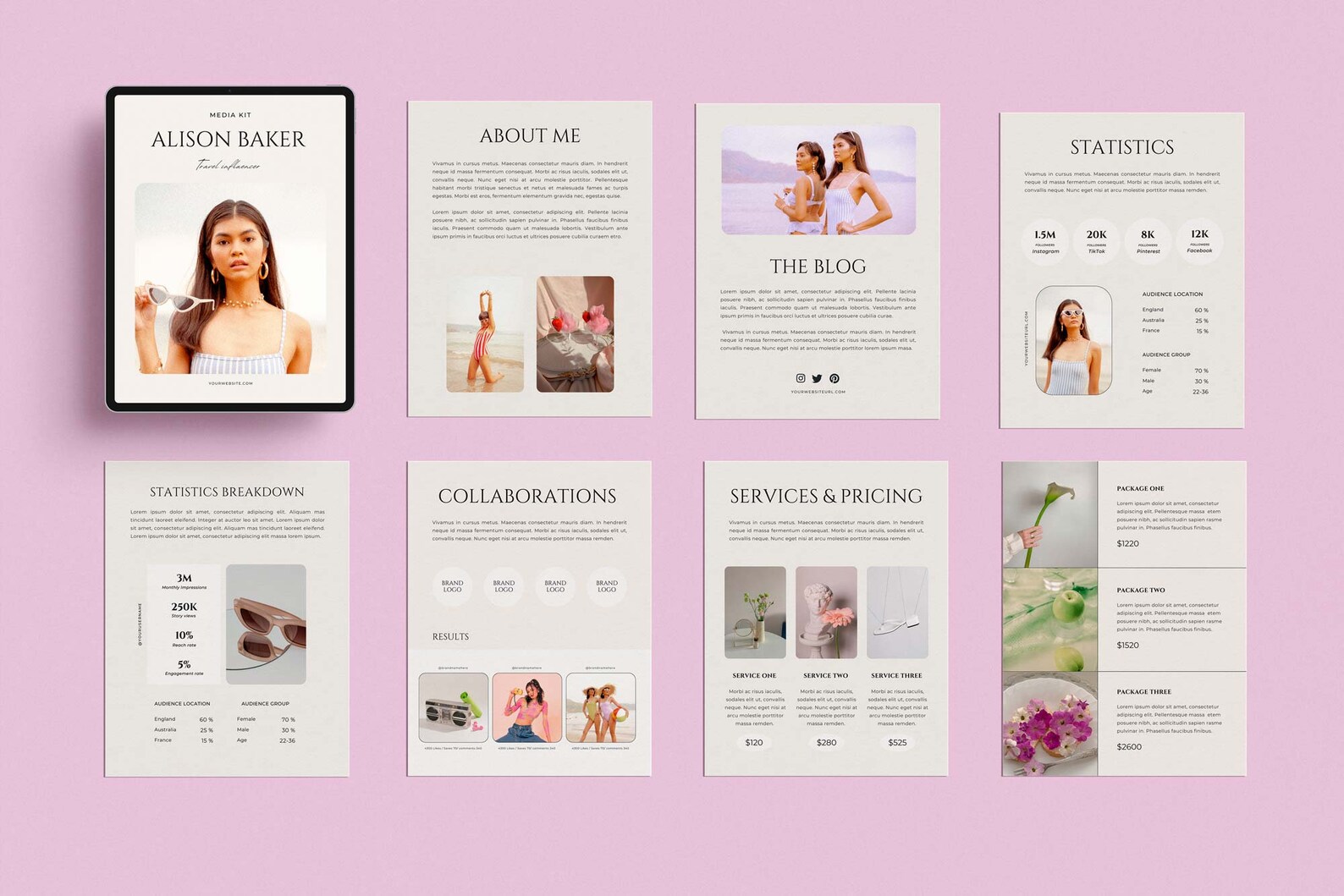 Influencer Media Kit Media Kit Template Blogger Media Kit - Etsy