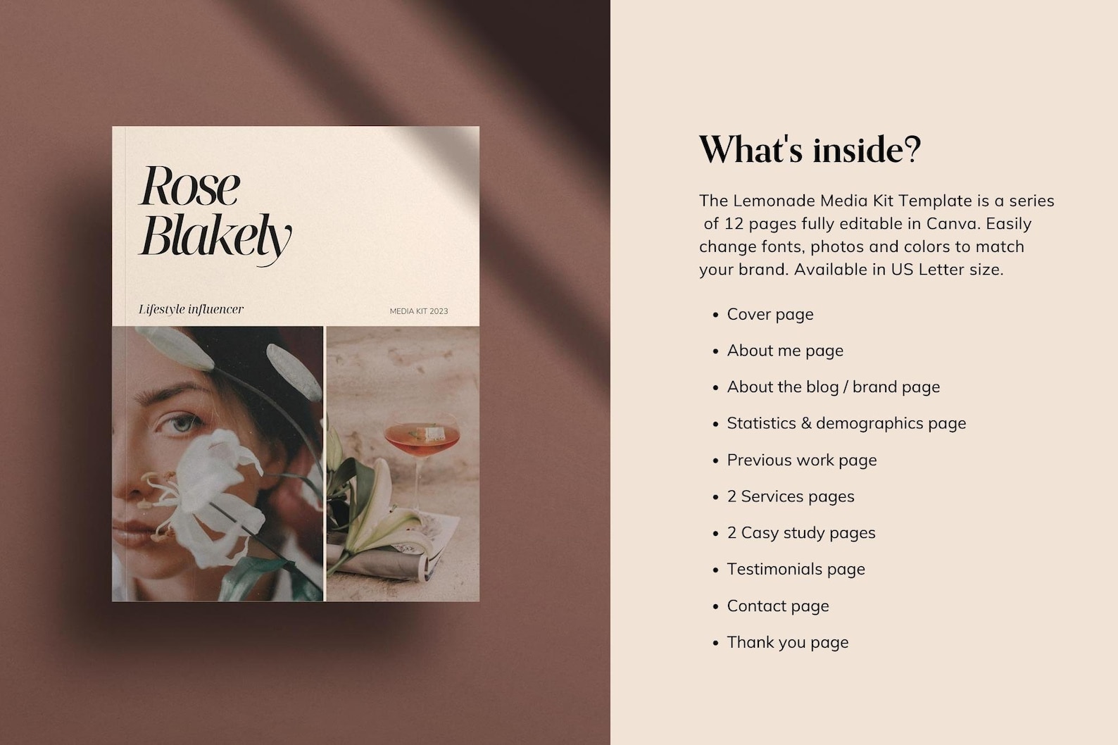 Media Kit Template for Photographers | Media Kit for Influencers ...