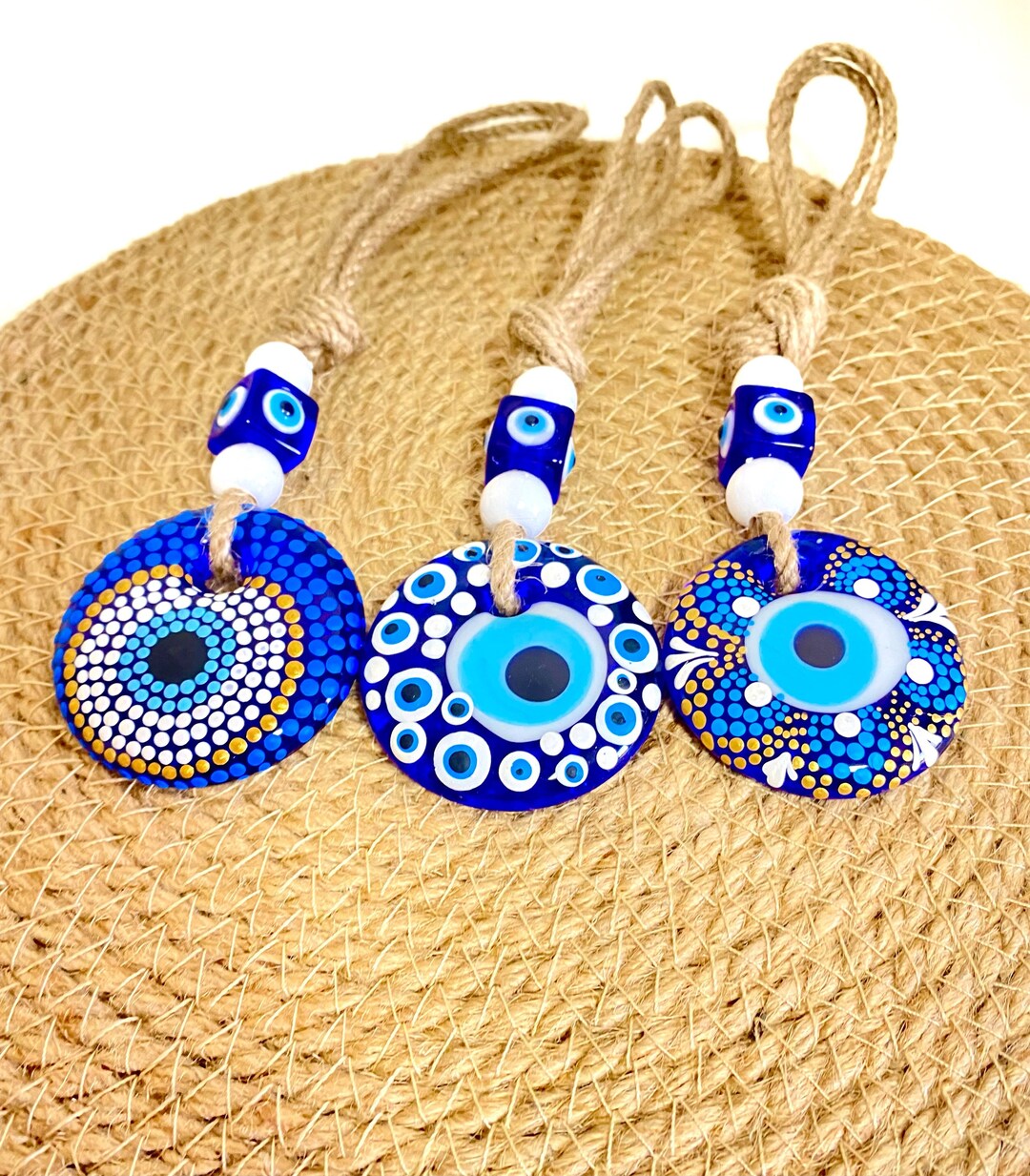 Transparent Clear Glass Colourful Evil EYE Wall Hanging Handmade Home ...